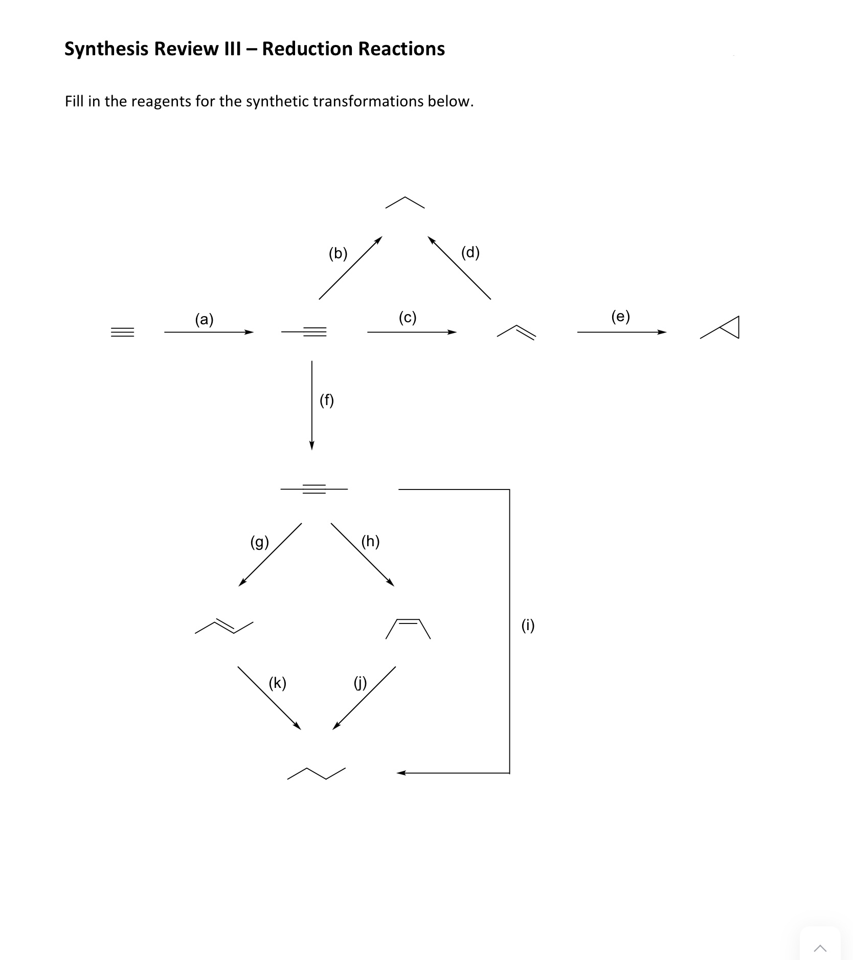 Solved Synthesis Review III - ﻿Reduction ReactionsFill in | Chegg.com