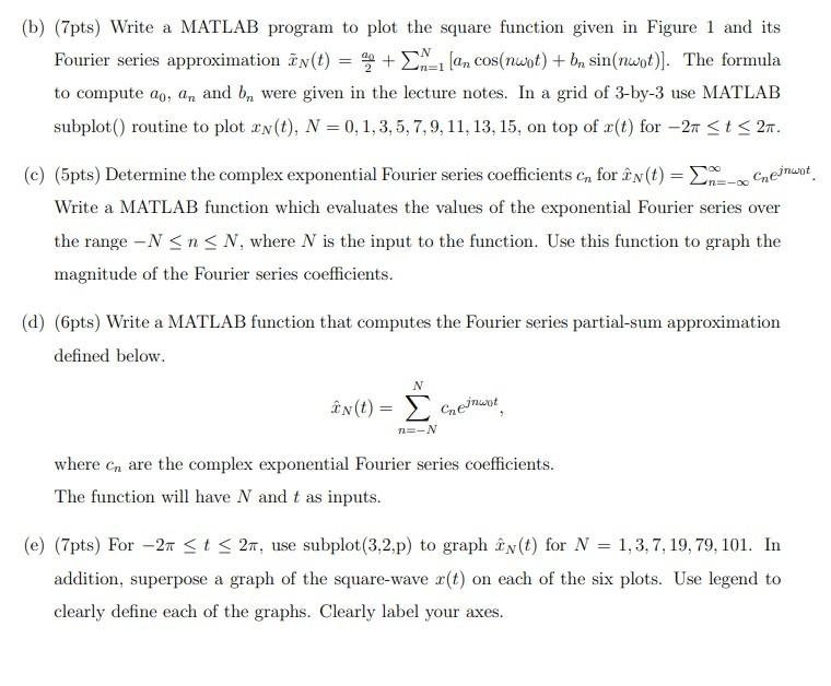 Solved (b) (7pts) Write a MATLAB program to plot the square | Chegg.com