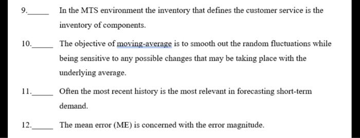 Solved In the MTS environment the inventory that defines the | Chegg.com