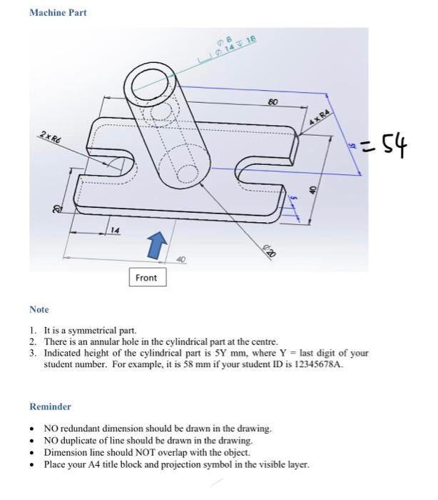 Solved I need the dwg and pdf file,thanks. Remark: The front | Chegg.com