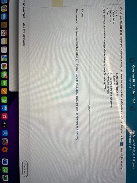 Solved forecast the following Global Com, expects sales to | Chegg.com
