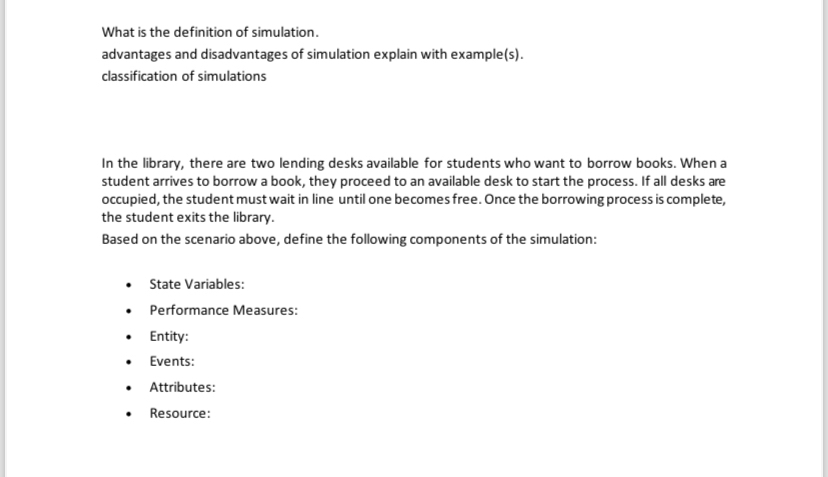 Solved What is the definition of simulation.advantages and | Chegg.com