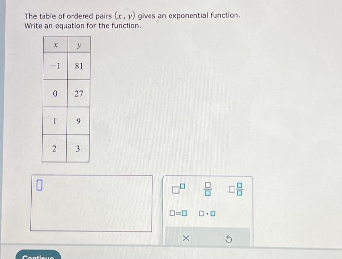 Solved The Table Of Ordered Pairs X Y Gives An Exponential
