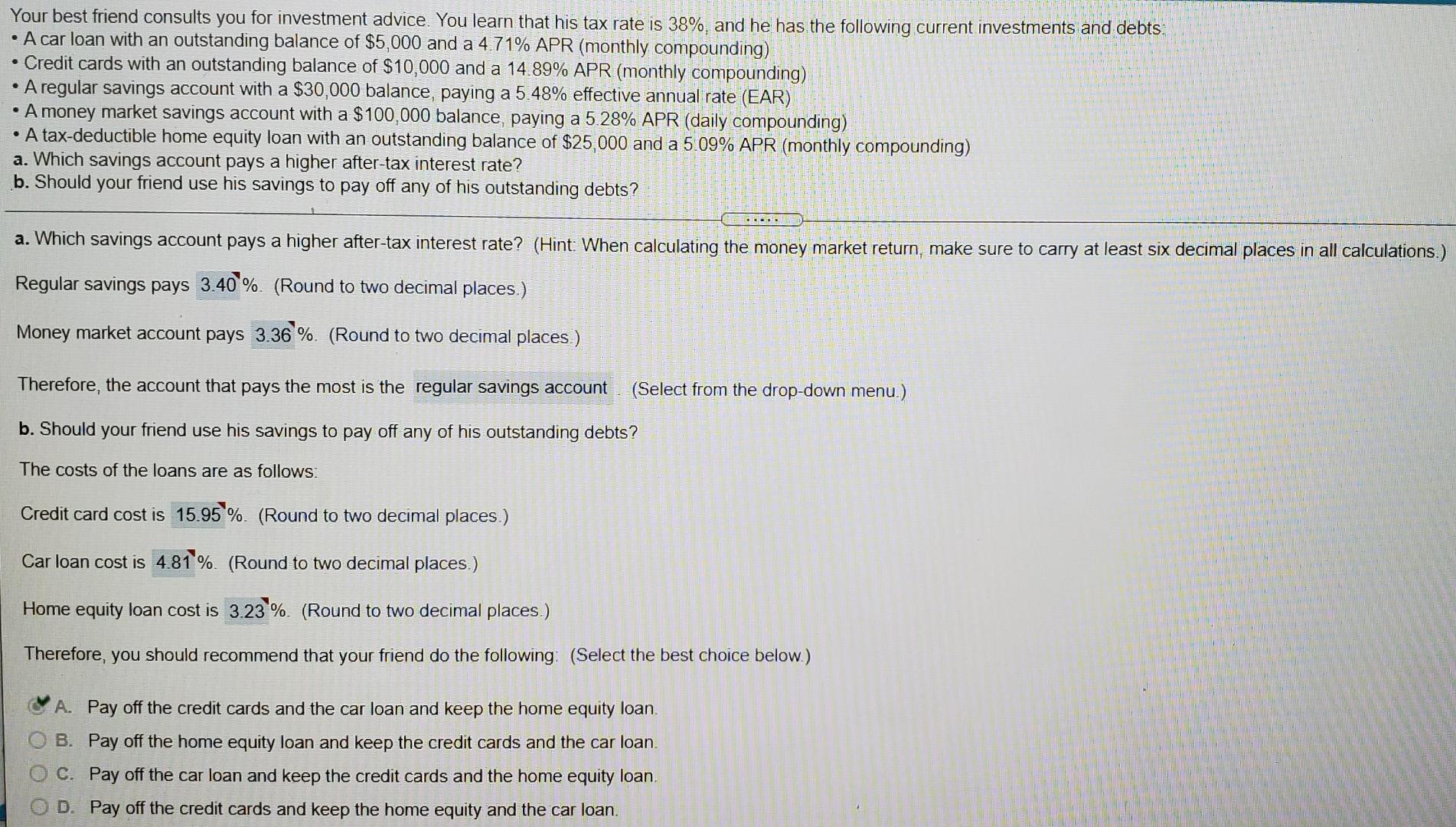 Solved Your best friend consults you for investment advice. | Chegg.com