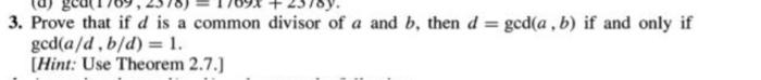 Solved 3. Prove that if d is a common divisor of a and b, | Chegg.com