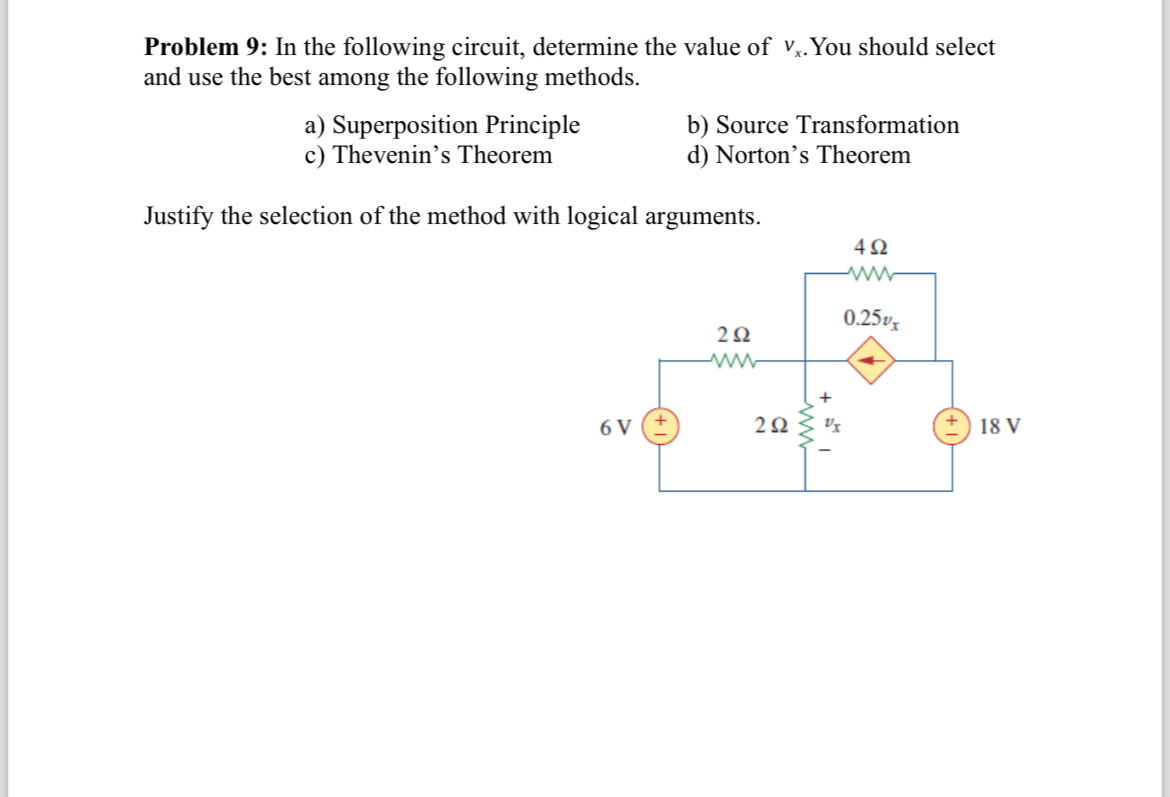 Solved Problem 9: In the following circuit, determine the | Chegg.com