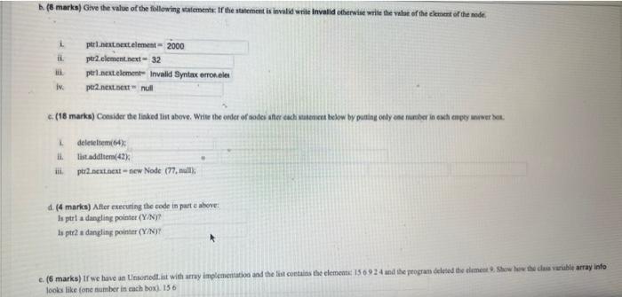 Solved Question 2: (40 marks) Use the linked list pictured | Chegg.com