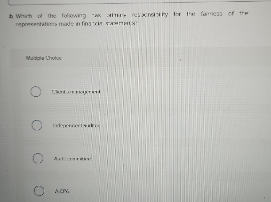 Solved b. ﻿Which of the following has primary responsibility | Chegg.com