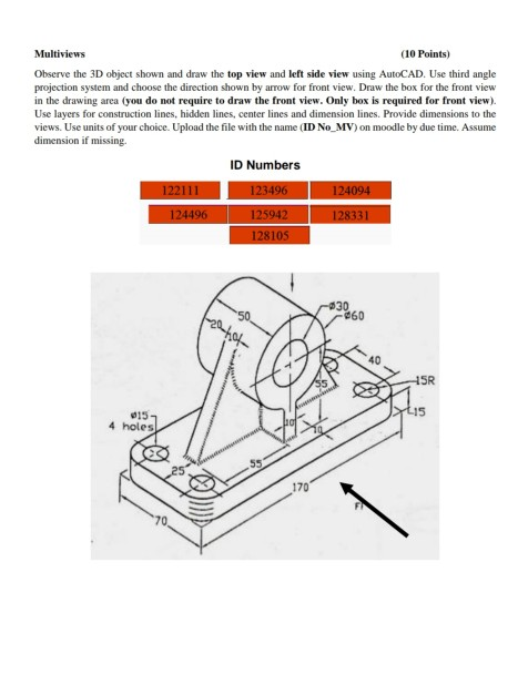 Solved Multiviews (10 Points) Observe the 3D object shown | Chegg.com