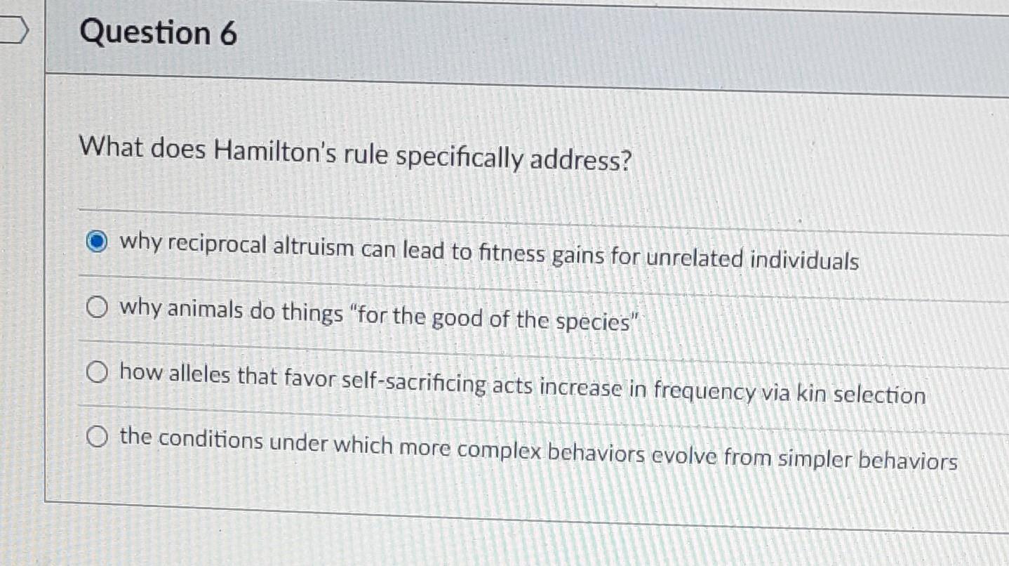 Solved Question 6 What does Hamilton's rule specifically | Chegg.com