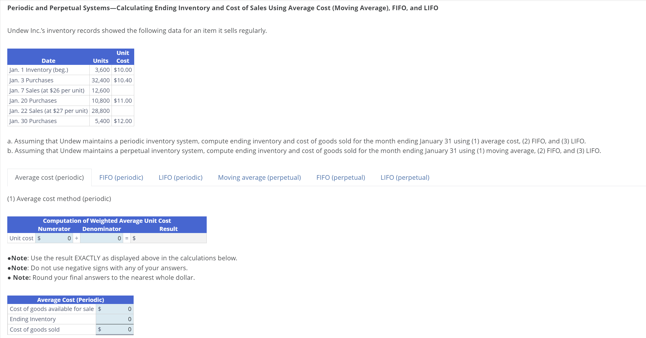 Solved Periodic and Perpetual Systems-Calculating Ending | Chegg.com