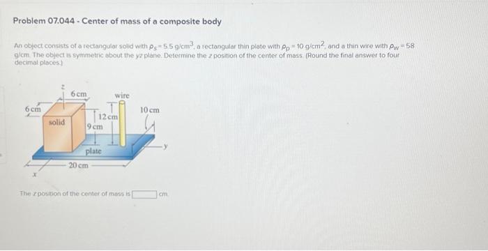 Solved An object consists of a rectangular solid with ρs=5.5 | Chegg.com