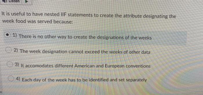 Solved It is useful to have nested IIF statements to create | Chegg.com