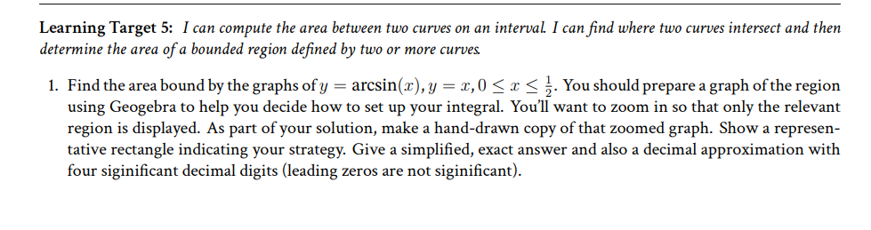 Solved Learning Target 5: I can compute the area between two | Chegg.com
