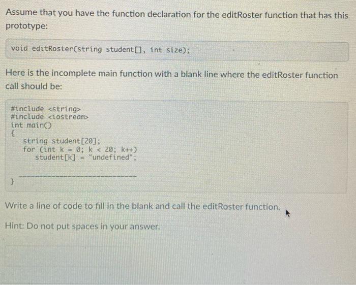 Solved Assume that you have the function declaration for the | Chegg.com