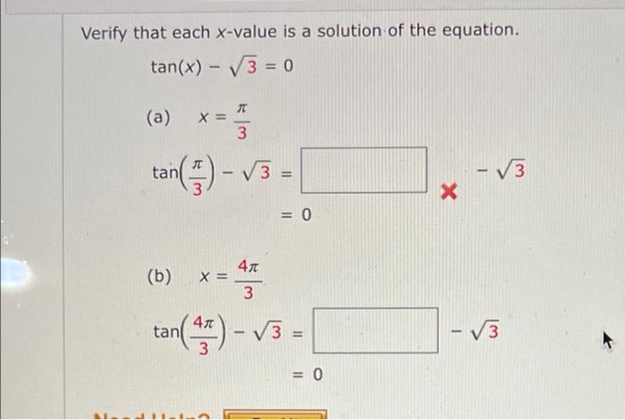 Solved Verify that each x-value is a solution of the | Chegg.com