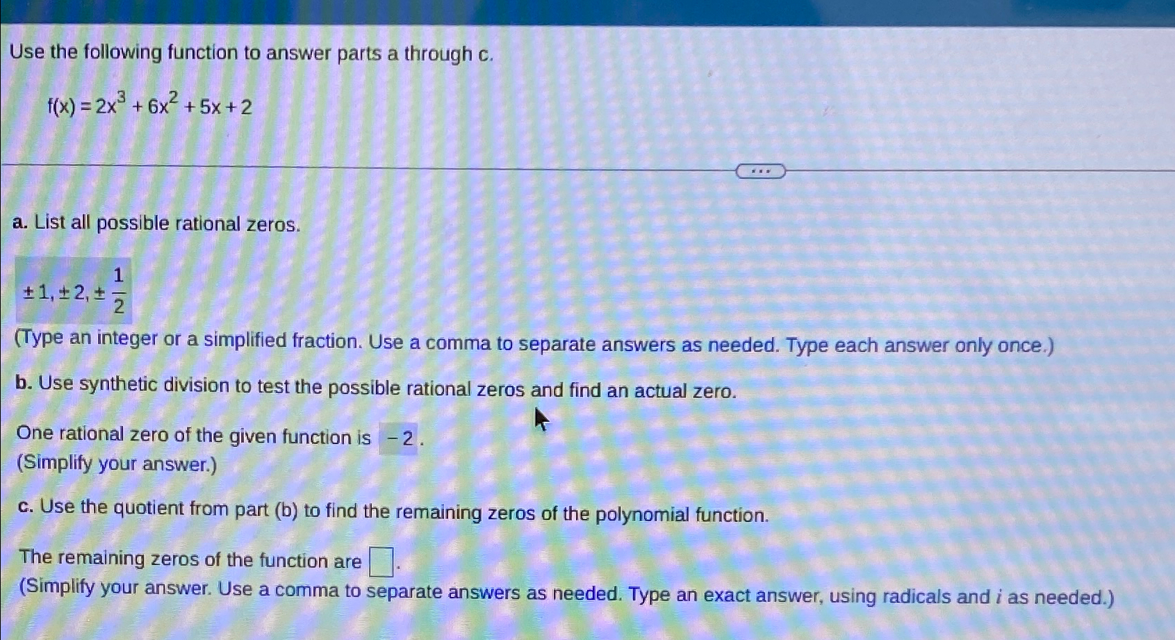 Solved Use the following function to answer parts a through | Chegg.com