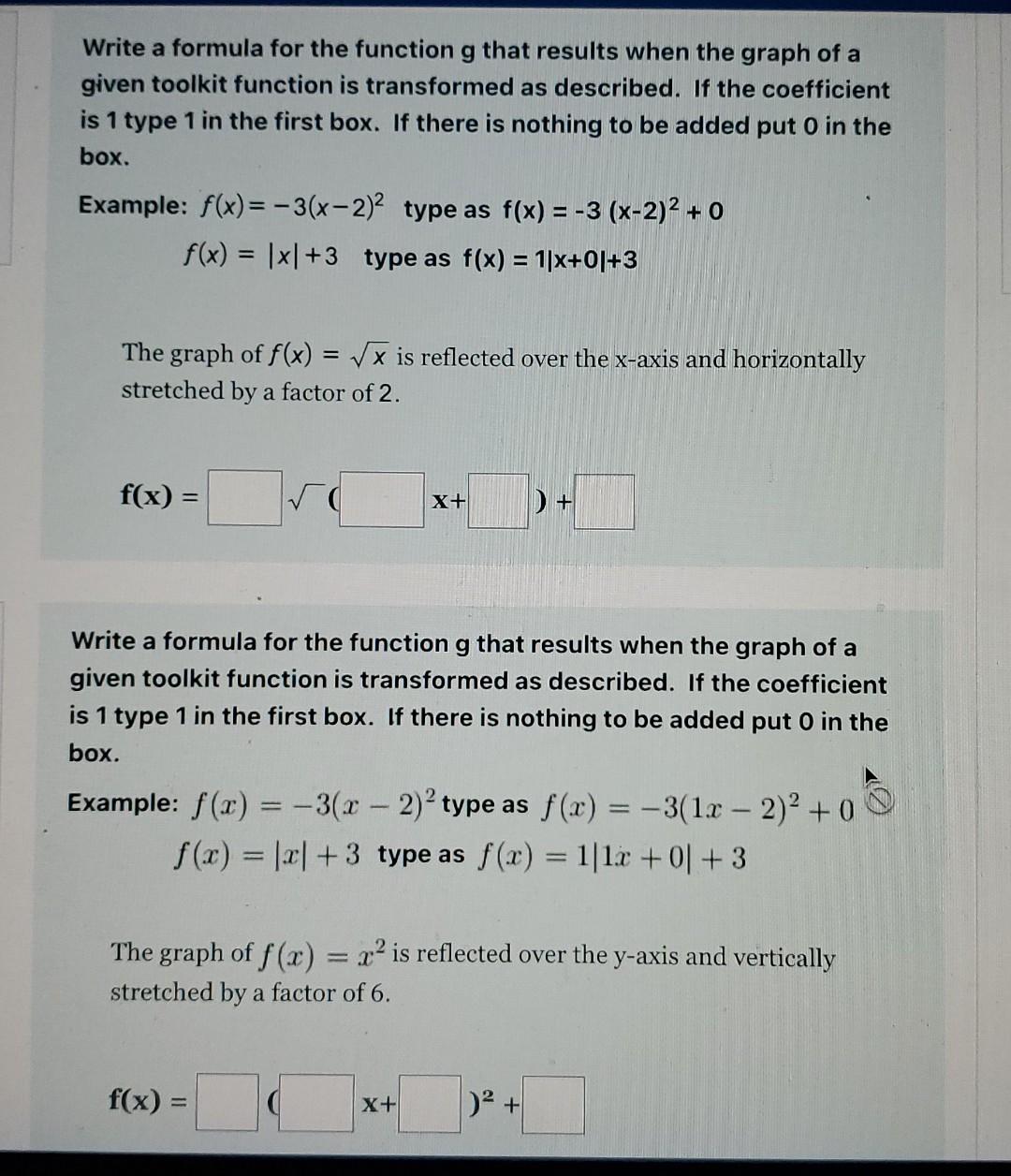 Solved Write A Formula For The Function G That Results When 