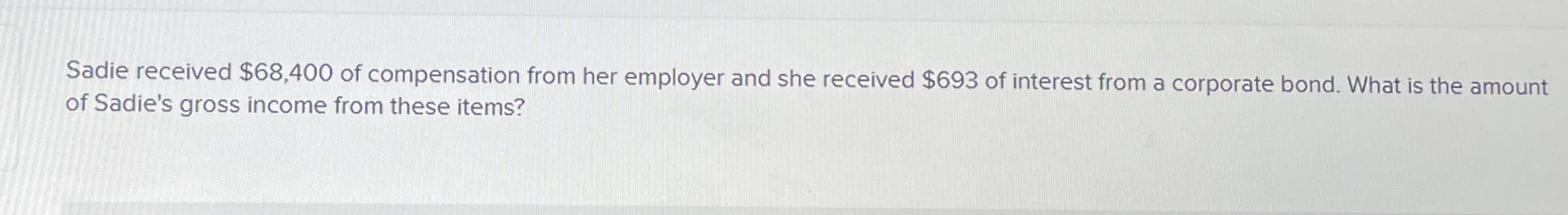 Solved Sadie received $68,400 ﻿of compensation from her | Chegg.com