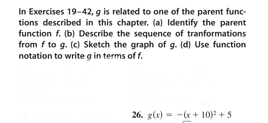 Solved In Exercises 19-42,g ﻿is related to one of the parent | Chegg.com