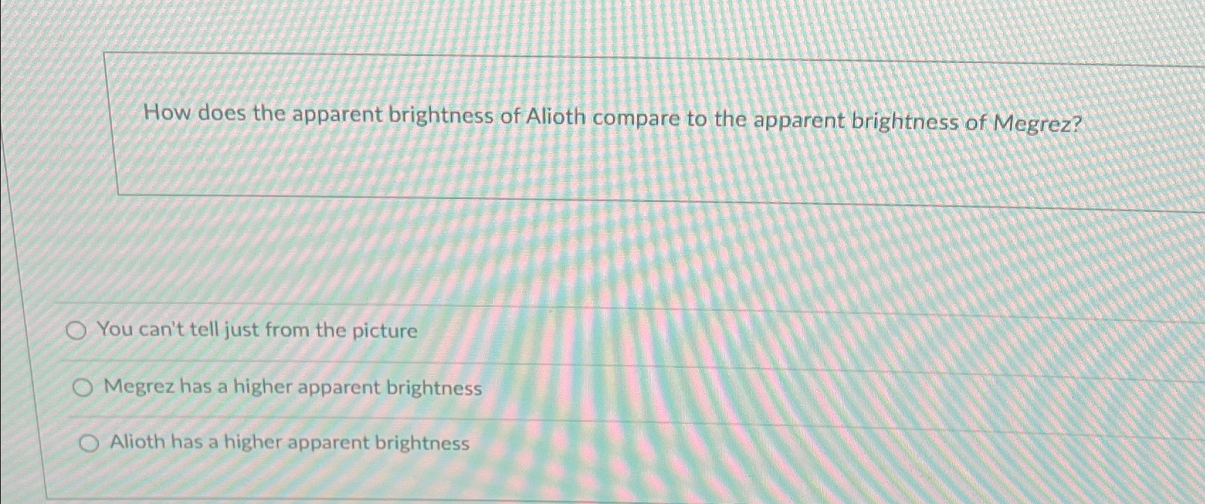Solved How does the apparent brightness of Alioth compare to | Chegg.com