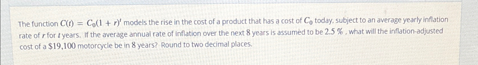 Solved The function C(t)=C0(1+r)t ﻿models the rise in the | Chegg.com