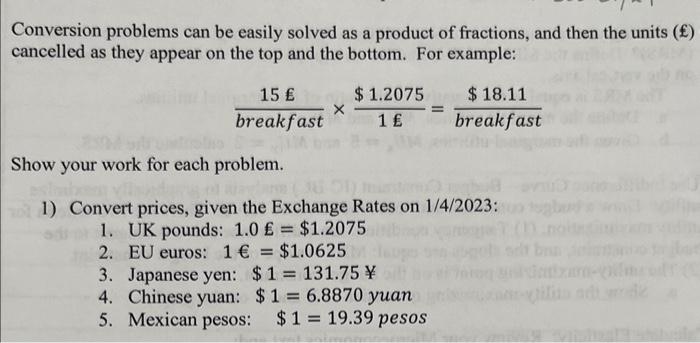 Solved Conversion problems can be easily solved as a product | Chegg.com