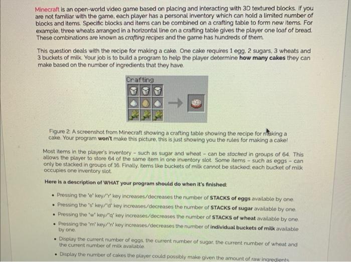 Solved Minecraft is an open-world video game based on | Chegg.com