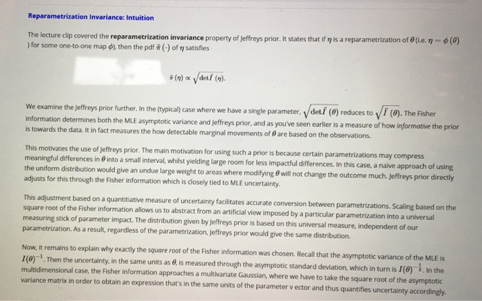 Solved Reparametrization Invariance: Intuition - (0) The | Chegg.com