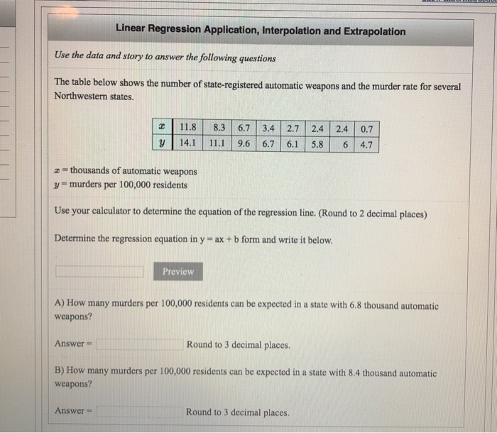 Solved Linear Regression Application, Interpolation and | Chegg.com
