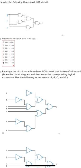 Consider the following three-level NOR circuit 110 | Chegg.com