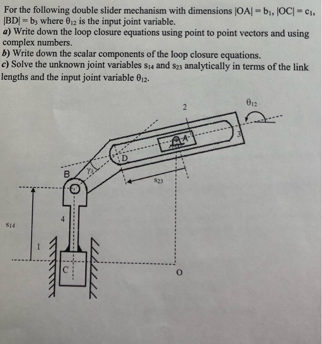 Solved For the following double slider mechanism with | Chegg.com