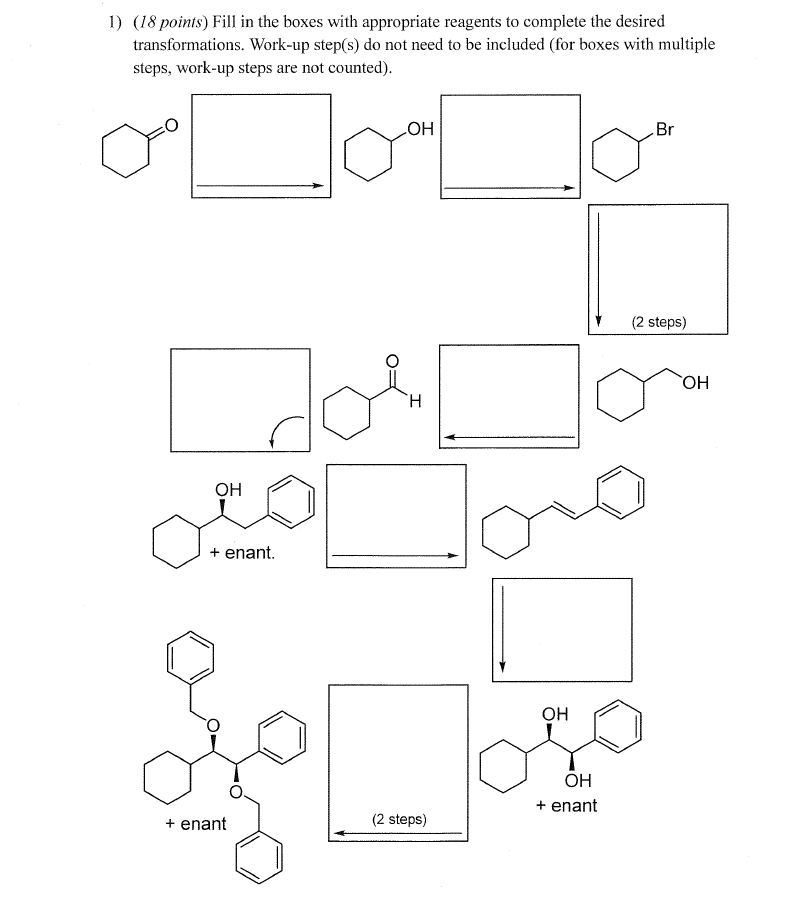 Solved Fill in the boxes with appropriate reagents to | Chegg.com