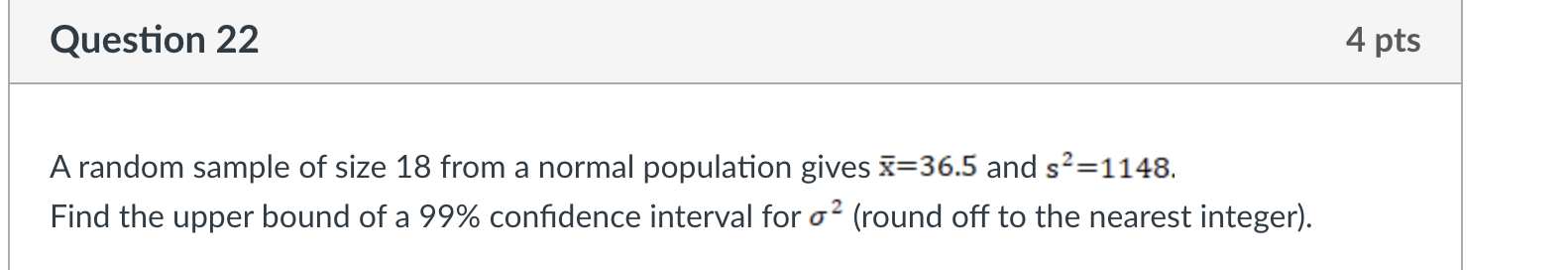 Question 22A random sample of ﻿size 18 ﻿from a normal | Chegg.com
