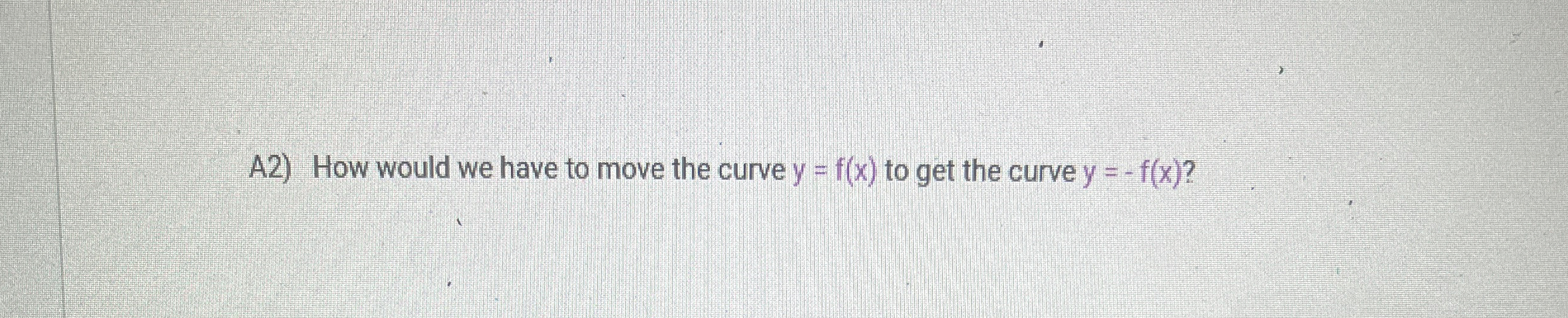 Solved A2) ﻿How would we have to move the curve y=f(x) ﻿to | Chegg.com