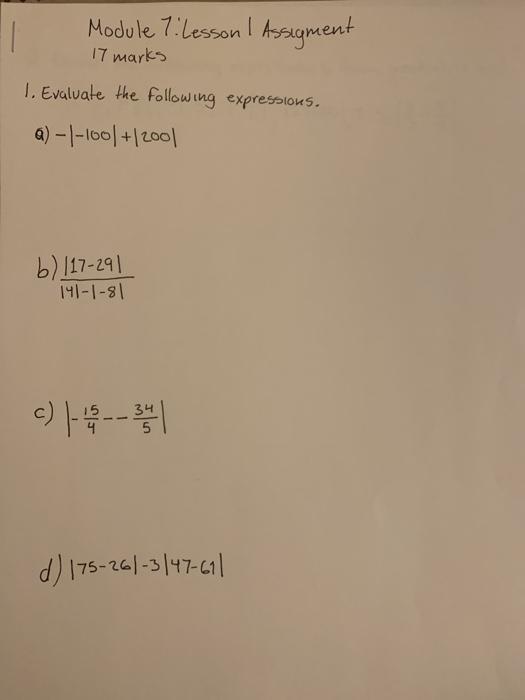 Solved Module 7 lesson 1 Assigment 17 marks 1. Evaluate the | Chegg.com