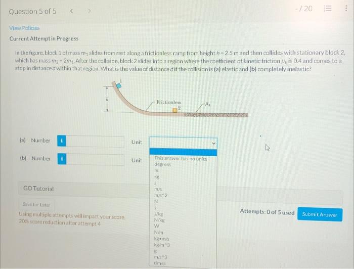 Solved in the figure, block 1 of mass m1 slides from rest | Chegg.com