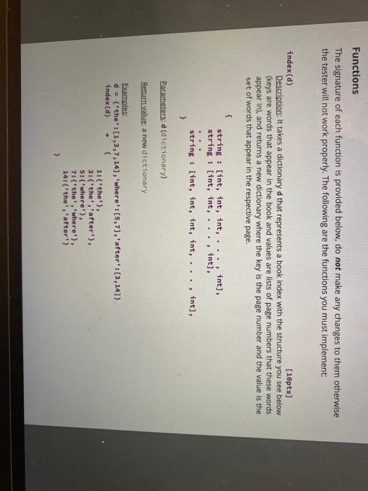 Solved Functions The signature of each function is provided | Chegg.com