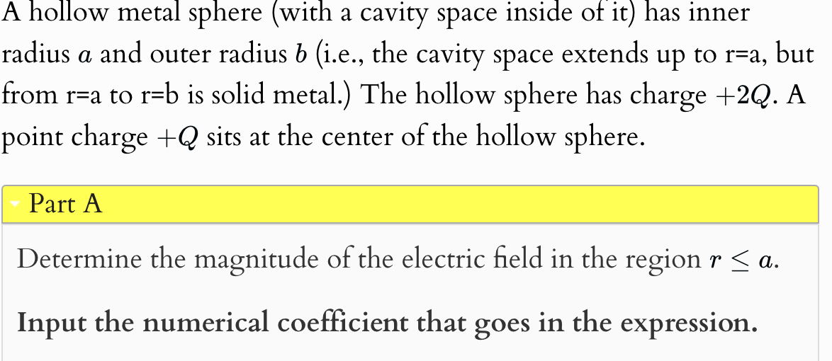Solved A hollow metal sphere (with a cavity space inside of | Chegg.com