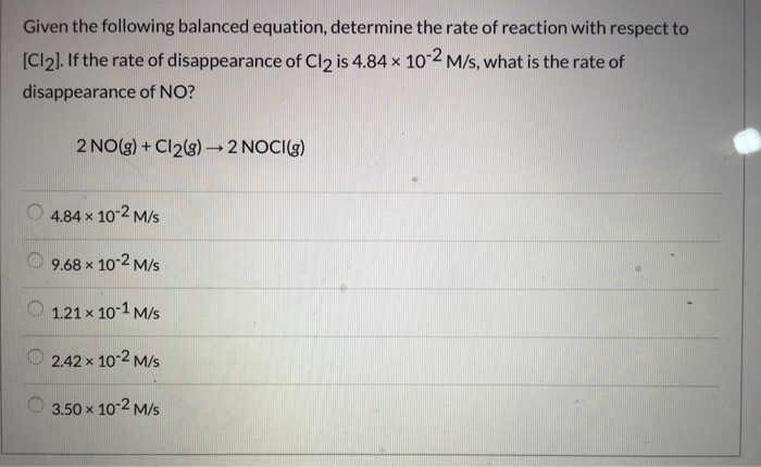 Solved Given the following balanced equation, determine the | Chegg.com