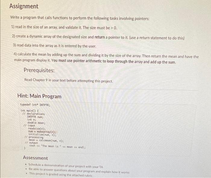 Solved main program should look like the hint and there | Chegg.com