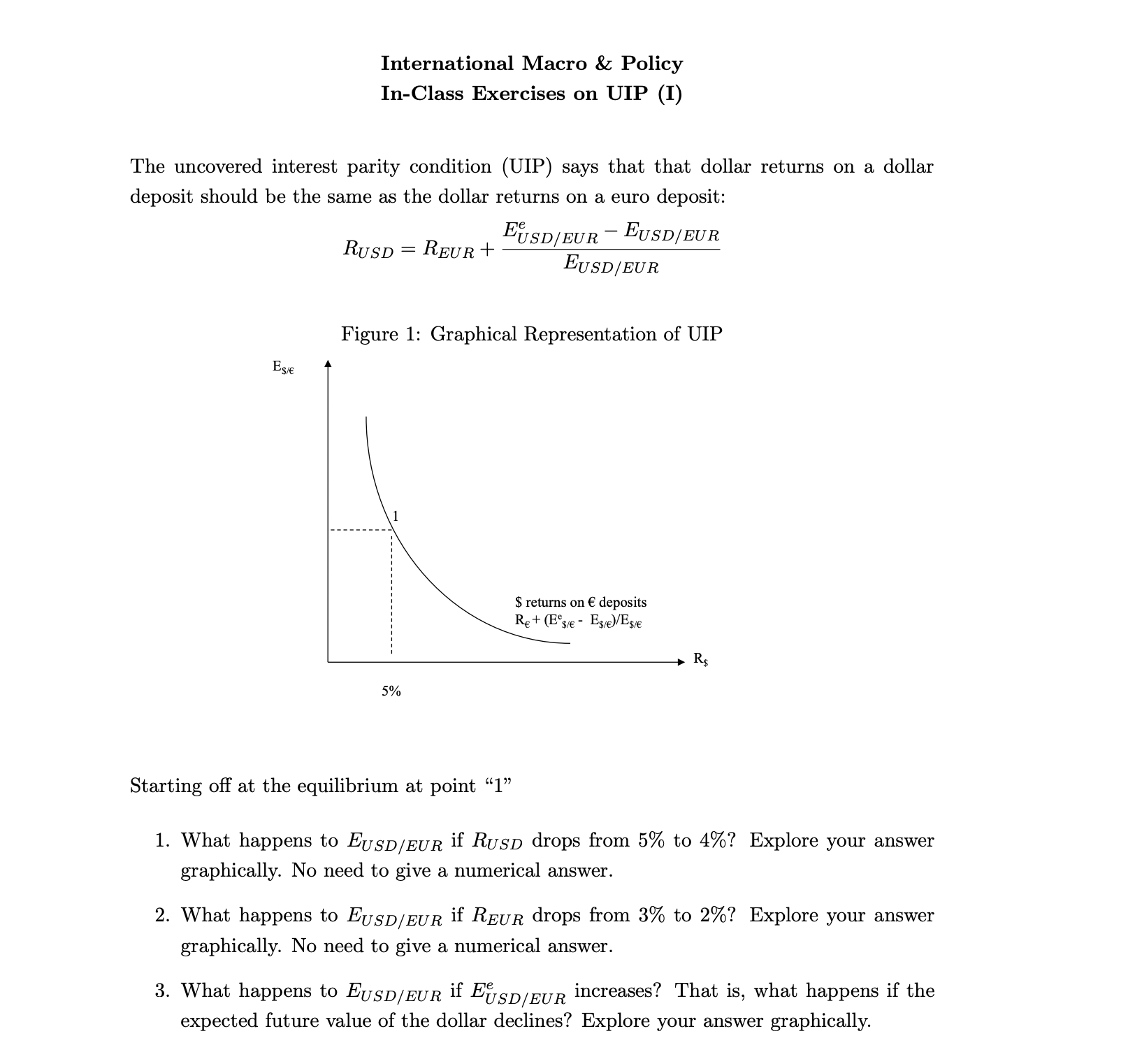 Solved International Macro & PolicyIn-Class Exercises on UIP | Chegg.com