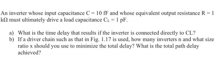 Solved An inverter whose input capacitance C=10fF and whose | Chegg.com