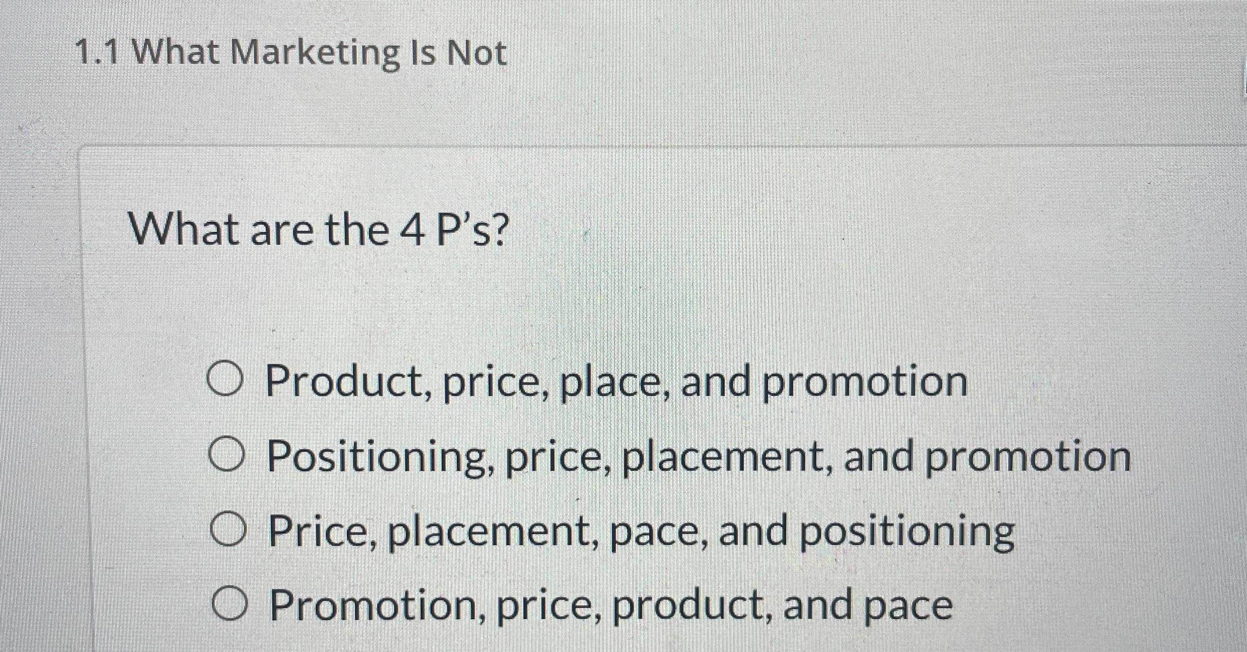 Solved 1.1 ﻿What Marketing Is NotWhat are the 4 | Chegg.com