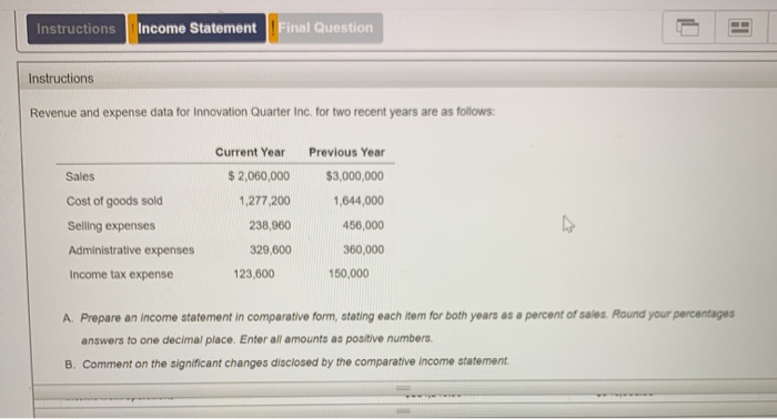 Solved Instructions Income Statement Final Question | Chegg.com