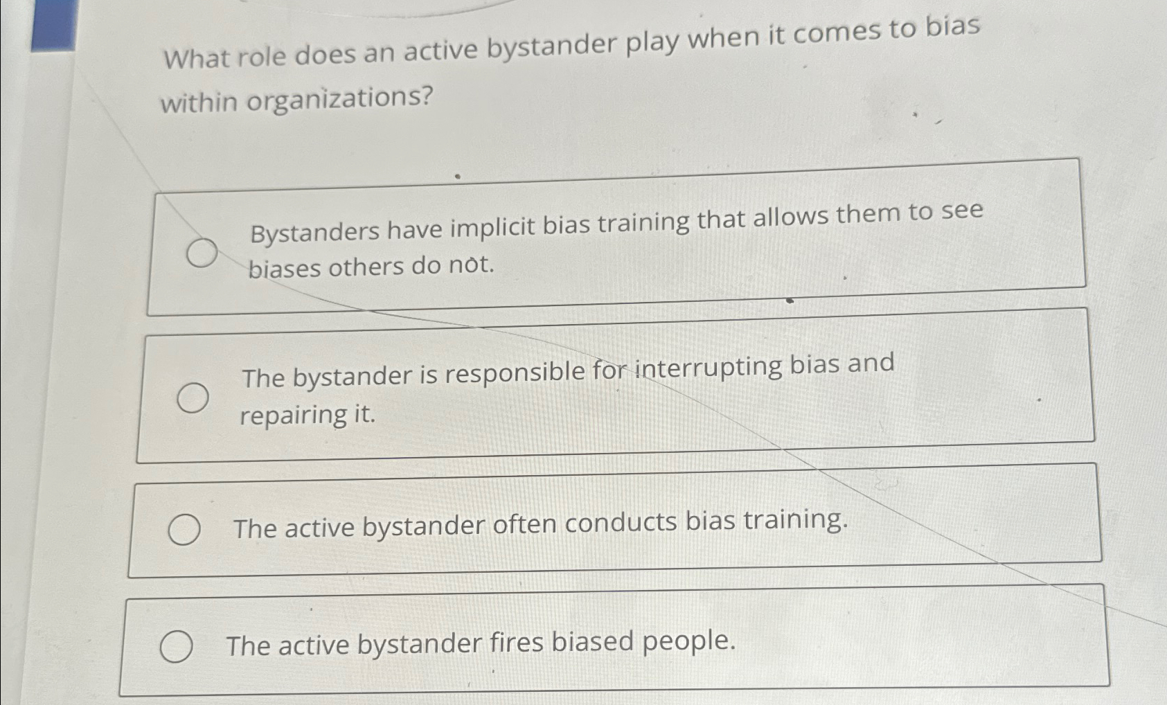 Solved What role does an active bystander play when it comes | Chegg.com