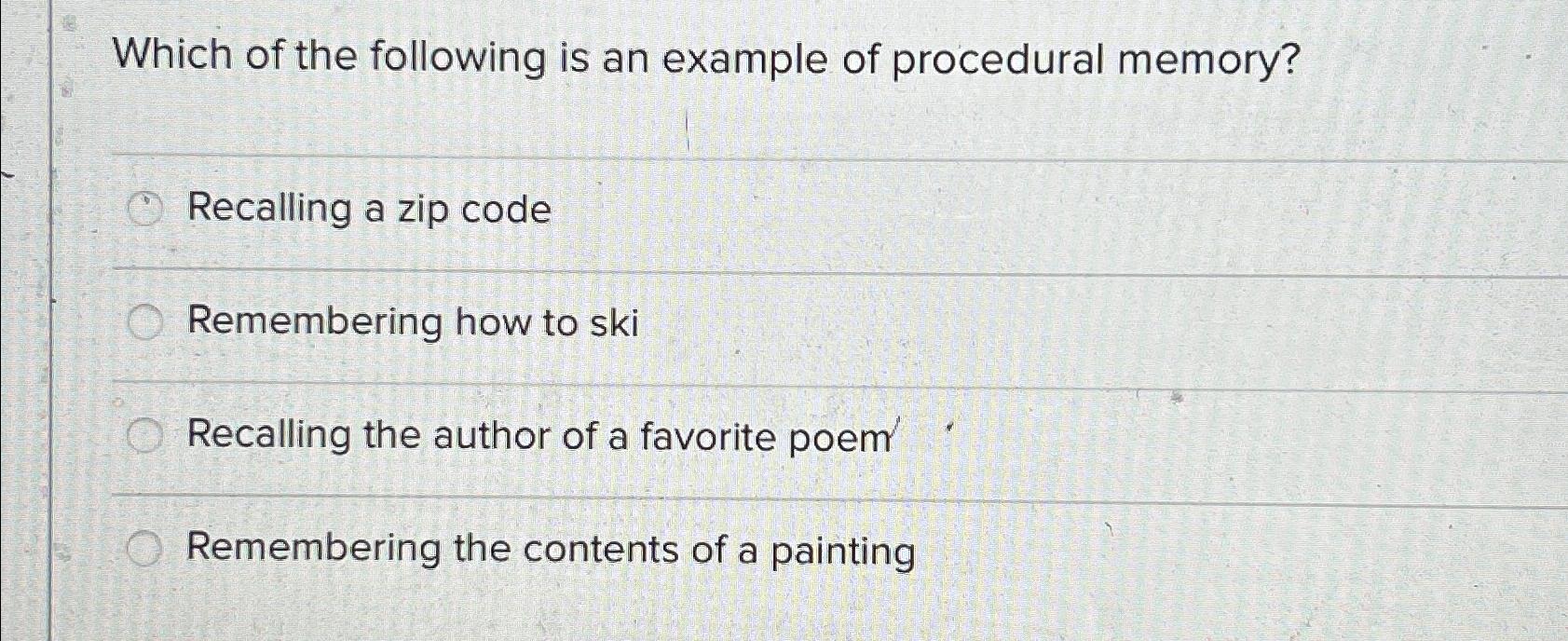 Solved Which of the following is an example of procedural | Chegg.com