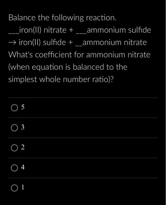 Solved Balance the following reaction. ___soidum sulfide + | Chegg.com