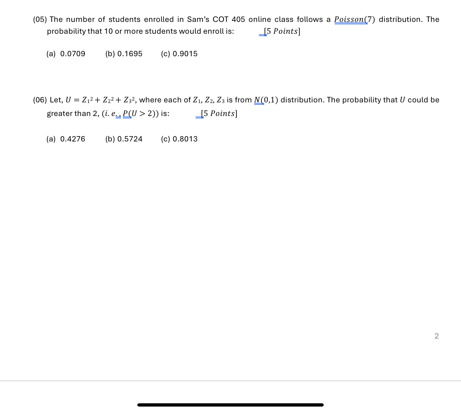 Solved probability that 10 ﻿or more students would enroll | Chegg.com