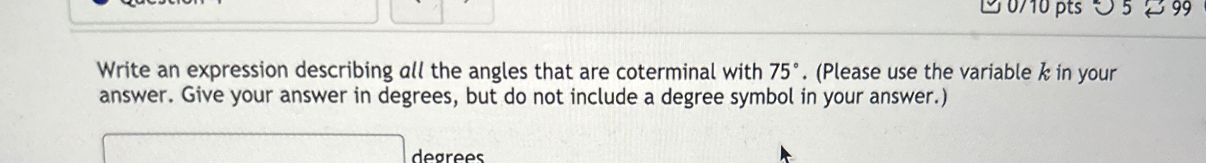 Solved Write an expression describing all the angles that | Chegg.com